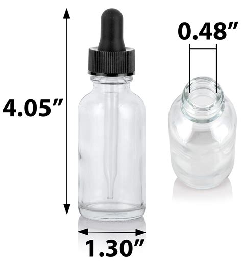 Clear Glass Boston Round Bottle With Black Dropper 12 Pack