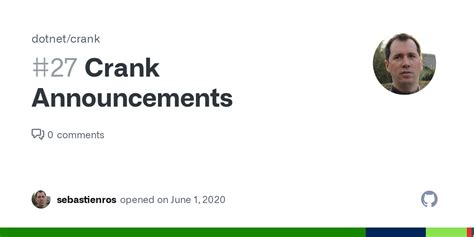 Crank Announcements · Issue 27 · Dotnetcrank · Github