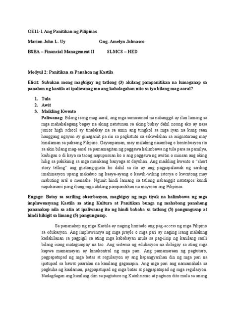 Modyul 2 Ang Panitikan Ng Pilipinas Pdf