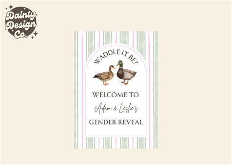 Duck Gender Reveal Invitation Bundle Editable Canva Templates Digital