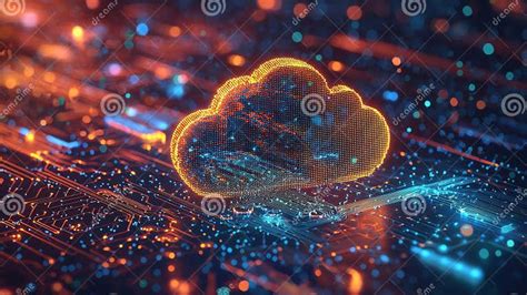 The Illustration Depicts Digital Cloud Computing Cyber Security And