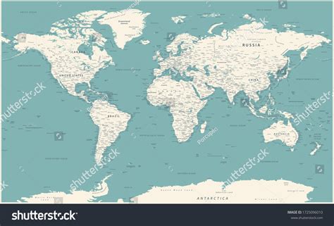 World Map Vintage Political Vector Detailed Stock Vector Royalty Free