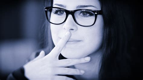 Women With Glasses Model Lena Meyer Landrut Brunette Finger On Lips