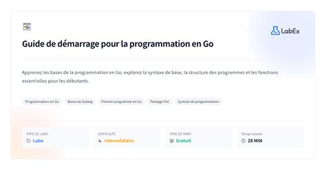 guide de démarrage pour la programmation en go labex
