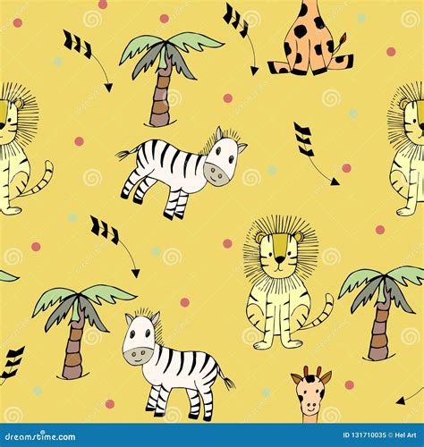 Safari Seamless Pattern Stock Vector Illustration Of Natural 131710035