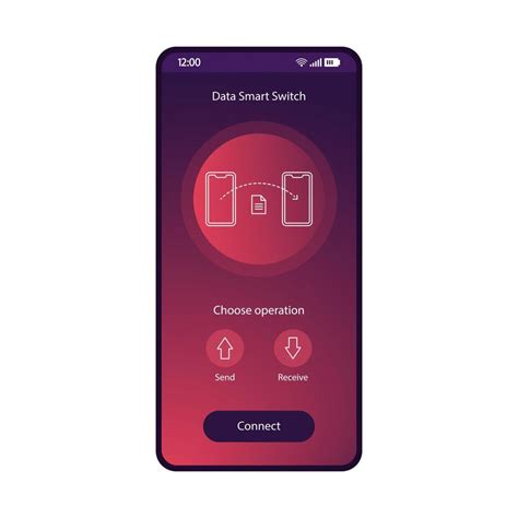 Data Smart Switch App Mobile Interface Vector Template Smartphone Page