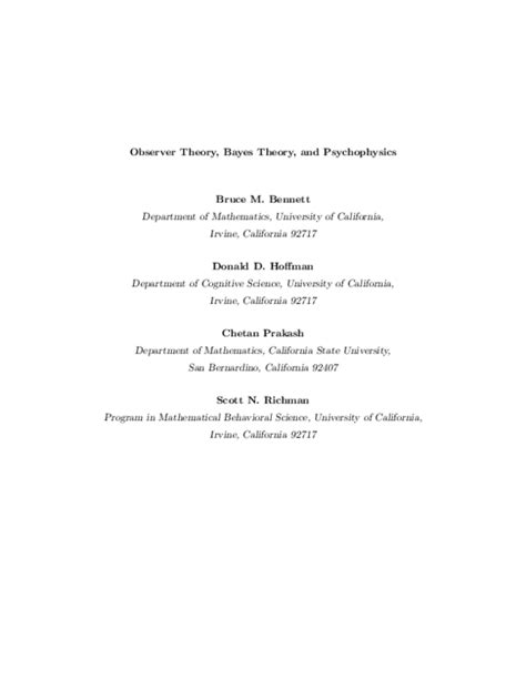 Pdf Observer Theory Bayes Theory And Psychophysics Donald Hoffman