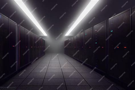 Dark Server Racks In Computer Network Security Server Room Data Center Generative Ai Ai