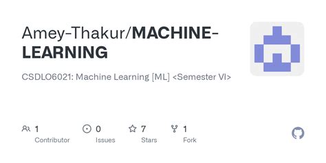 GitHub Amey Thakur MACHINE LEARNING CSDLO6021 Machine Learning ML