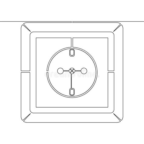 continuous line drawing electrical household socket icon vector