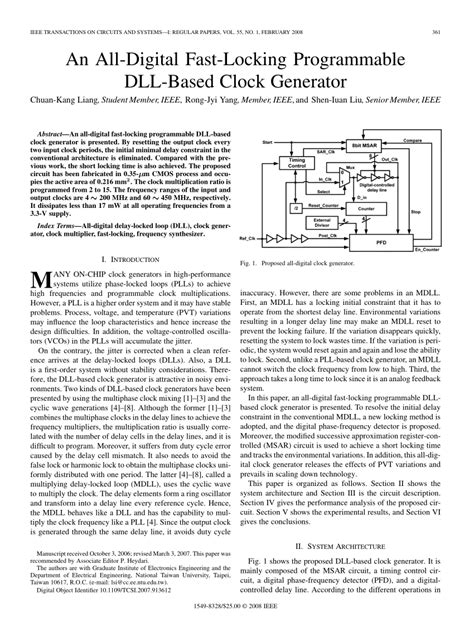 Pdf An All Digital Fast Locking Programmable Dll Based Clock Generator
