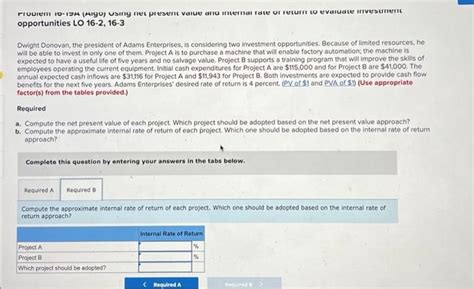 solved check problem 16 19a algo using net present value