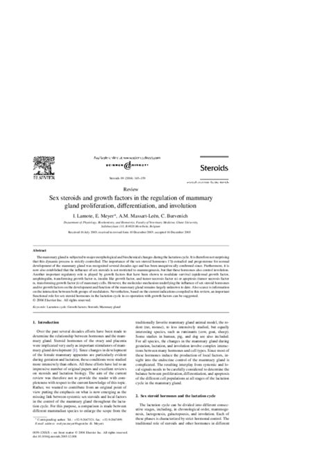 Pdf Sex Steroids And Growth Factors In The Regulation Of Mammary