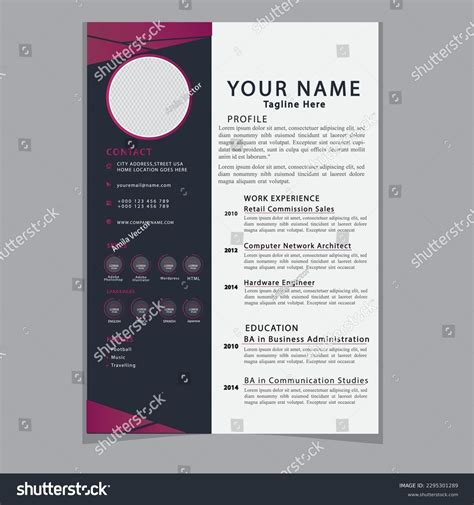 Cv Curriculum Design Template Professional Cv Stock Vector Royalty