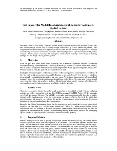Pdf Synergy Tool For Automotive Control Design