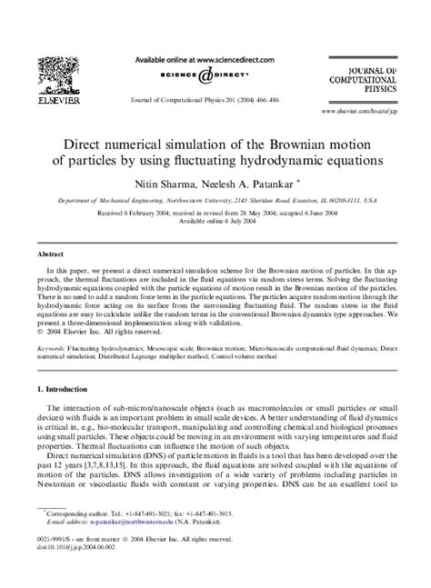 Pdf Numerical Simulation Of Brownian Motion Using Hydrodynamic Equations