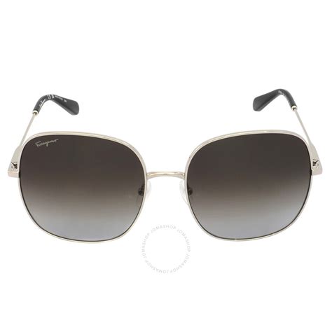 Ferragamo Salvatore Ferragamo Grey Gradient Square Ladies Sunglasses