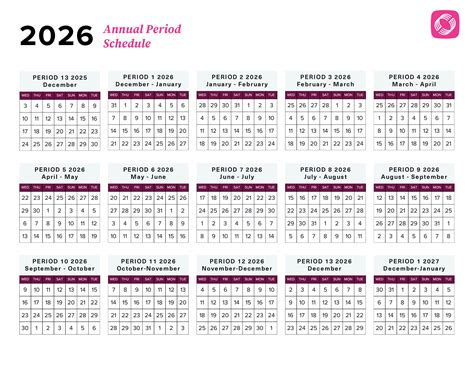 2026 Wednesday Tuesday 13 Period Digital Calendar Fcm