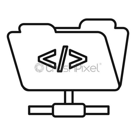 Network Folder Icon Outline Style Stock Vector Crushpixel