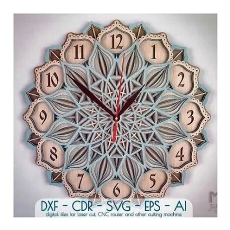 Vector 3d Reloj Multicapa Cirte Láser Cnc Svg Dxf Cdr Z045 Meses Sin Interés