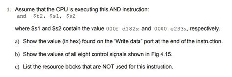 Assume That The CPU Is Executing This AND Chegg Com