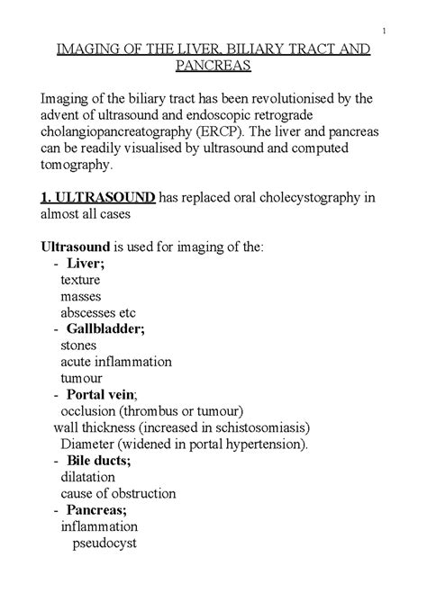 Liver Ultrasound Imaging Of The Liver Biliary Tract And Pancreas