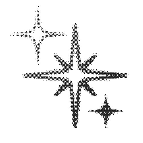 Bitmap Pattern Abstract Star Shapes Halftone Gradient Elements On White Background Dither