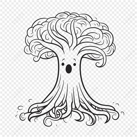 Monster Tree Comic Drawing Illustration Illustration Vector Outline