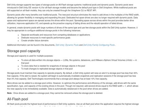 Dynamic Storage Pools Dell Unity Xt Oracle Database Best Practices