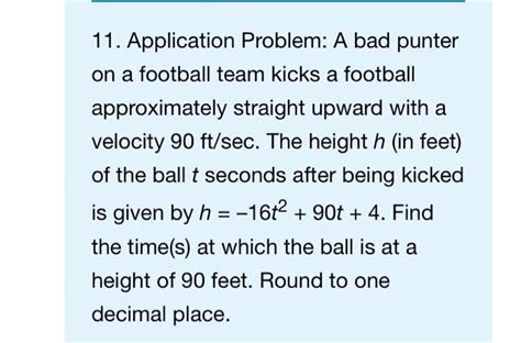 Solved 11 Application Problem A Bad Punter On A Football