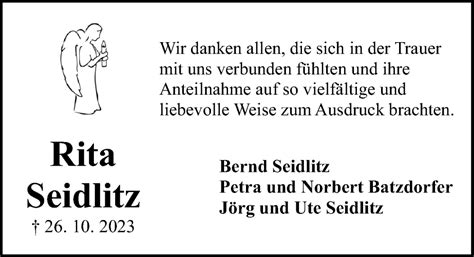 Traueranzeigen Von Rita Seidlitz Trauer Anzeigen De