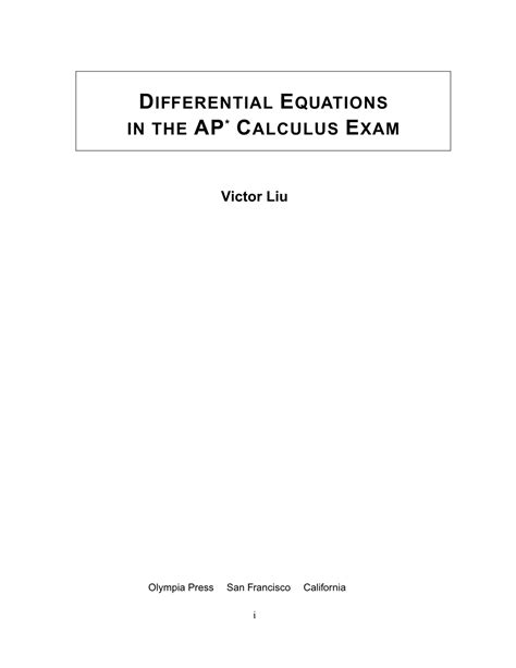 Differential Equations In The Ap Calculus Exam Docslib