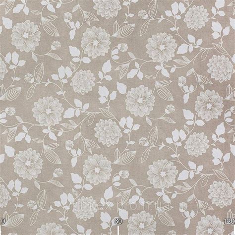 Тканина для штор римським штором скатертина декор білі контурні квіти на льоні продаж ціна