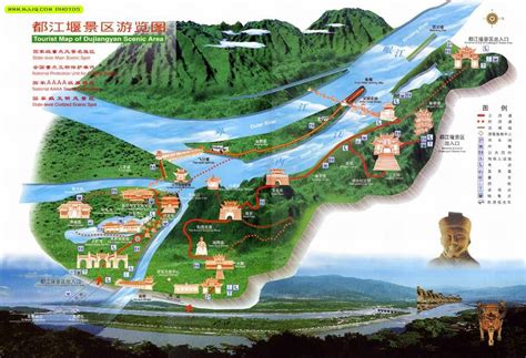 都江堰导游图 四川旅游地图库