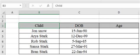 How To Calculate Age From Date Of Birth In Excel