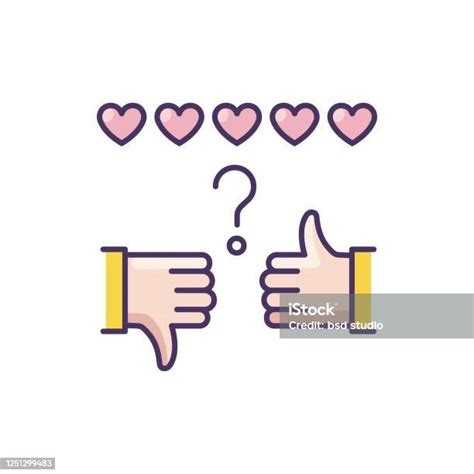 검토 속도 Rgb 색상 아이콘 엄지 손가락 위아래로 좋아요와 싫어하는 손 표시 만족도 수준입니다 소셜 미디어 기사에 대한 피드백