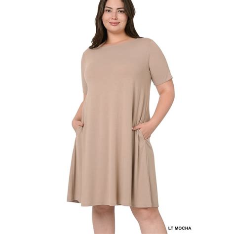 Zenana Women And Plus Sleeveless Jersey Flared Swing Tank Dress With Side