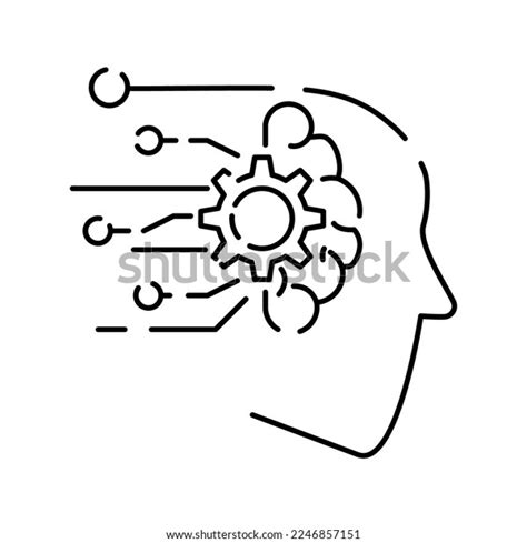 Artificial Intelligence Line Icon Brain Robot Stock Vector Royalty