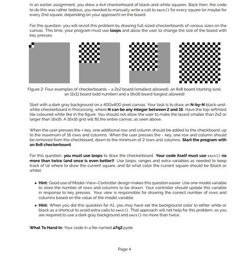 In An Earlier Assignment You Drew A 4x4 Checkerboard Of Black And