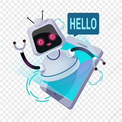 블루 휴대폰 기술 로봇 일러스트컴퓨터data만화 Png 일러스트 무료 다운로드 Lovepik