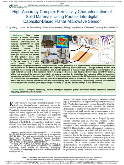 High Accuracy Complex Permittivity Characterization Of Solid Materials Using Parallel