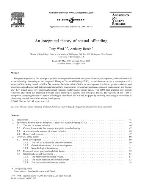 Pdf An Integrated Theory Of Sexual Offending