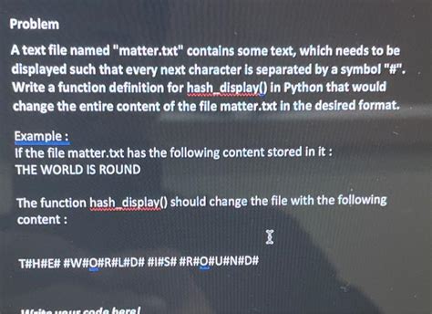 Solved Problem A Text File Named Mattertxt Contains Some