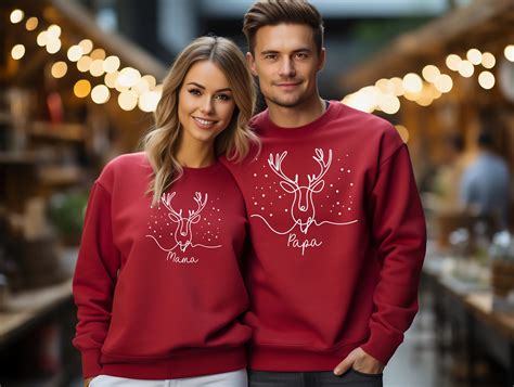 Familien Pullover 4er Set Weihnachten Süßes Rentier Etsy De