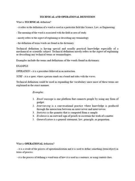Technical And Operational Definition Pdf