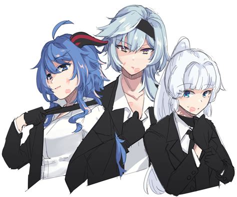Ganyu Eula And Kamisato Ayaka Genshin Impact Drawn By Hinagi Fox
