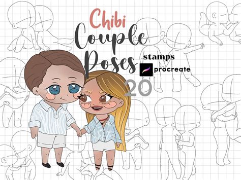 Procreate Chibi Couple Pose Stamp Brush Chibi Guides Procreate Character Maker Couple Body