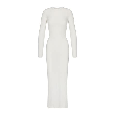 Soft Lounge Shimmer Crew Neck Long Dress Marble Skims