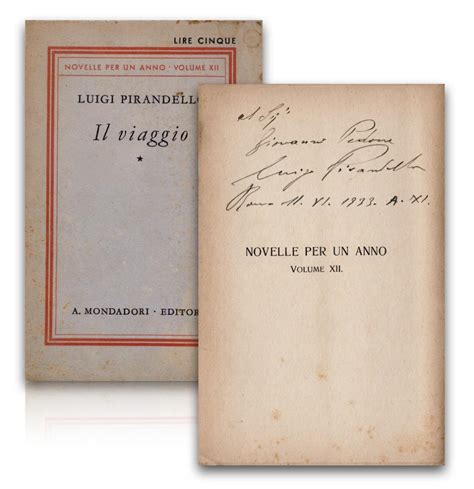 Autografo Luigi Pirandello Premio Nobel Dedica su Libro "Il Viaggio ...