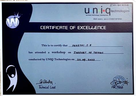 Preethi S E On Linkedin Attended A Workshop On Iot Organized By Uniq